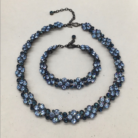 Givenchy | Jewelry | Givenchy Blue Flower Crystal Necklace Bracelet Set ...